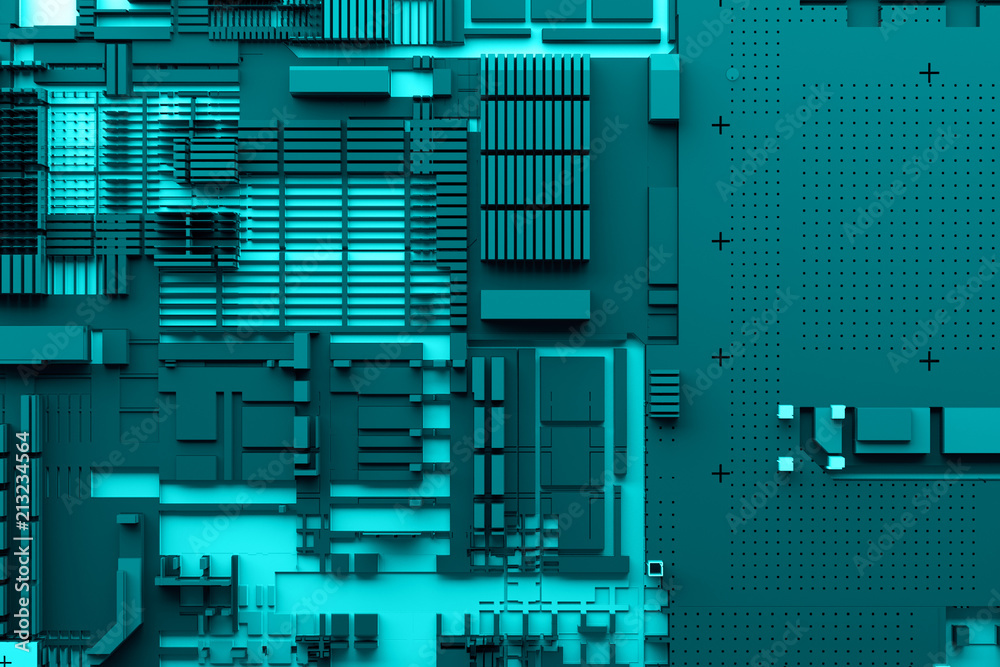 3d render abstract background. Technology surface with a lot of details ...
