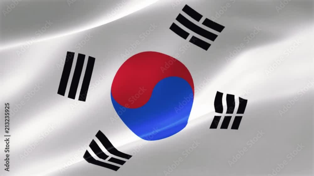 The flag of South Korea, also known as the Taegukgi. Highly detailed ...