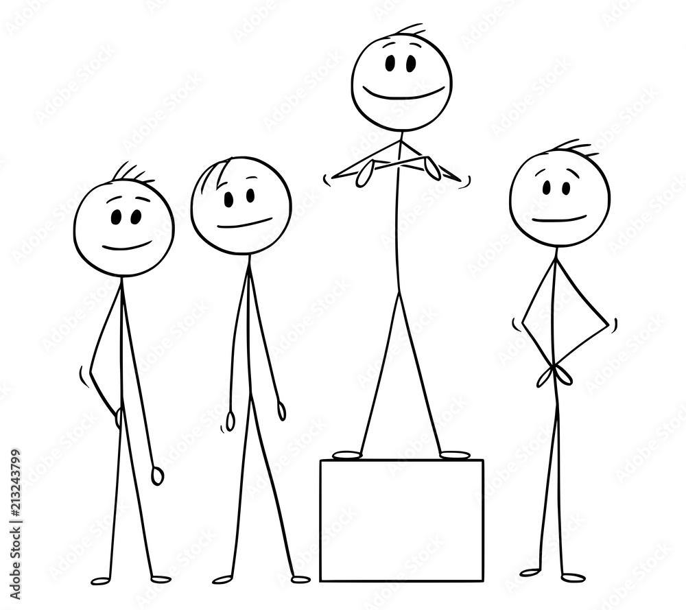 Cartoon stick man drawing conceptual illustration of team of ...