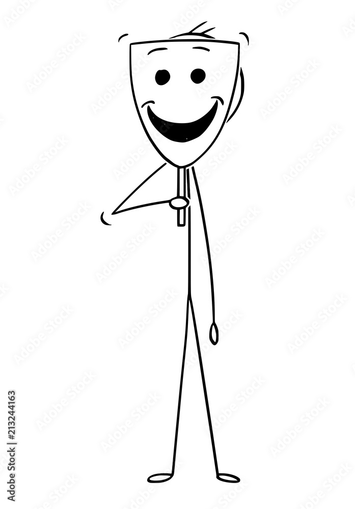 Cartoon stick drawing conceptual illustration of man or businessman ...