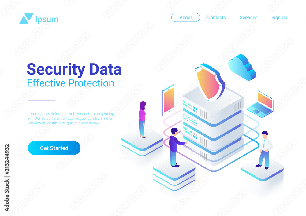 Security Data Protection Isometric Flat vector illustration Stock ...