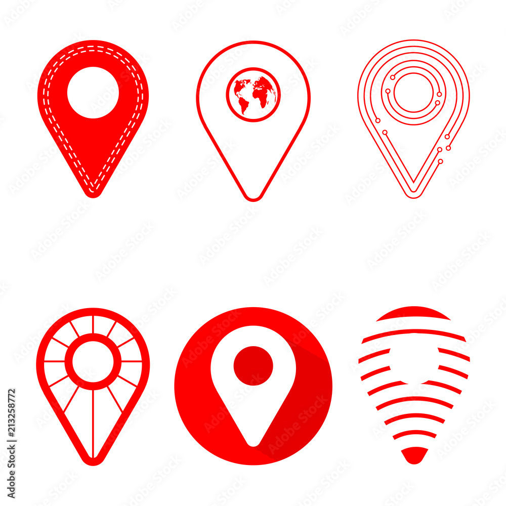 Geolocation icon pack. Set of Geolocation signs in different style for ...