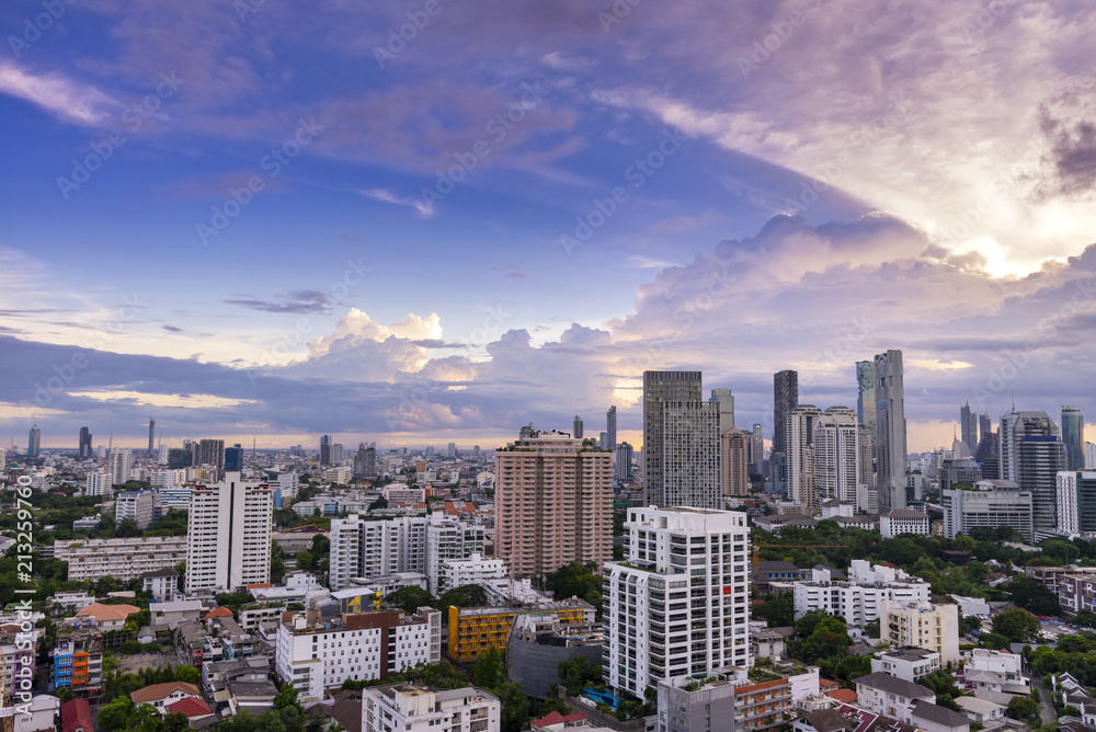 cityscape Bangkok sunset skyline, Thailand. Bangkok is metropolis and ...