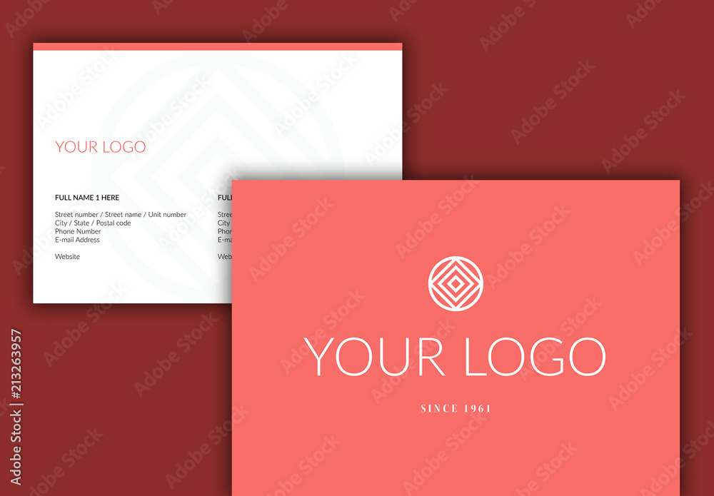 Business Contact Card Layout with Pink Accents Stock Template | Adobe Stock