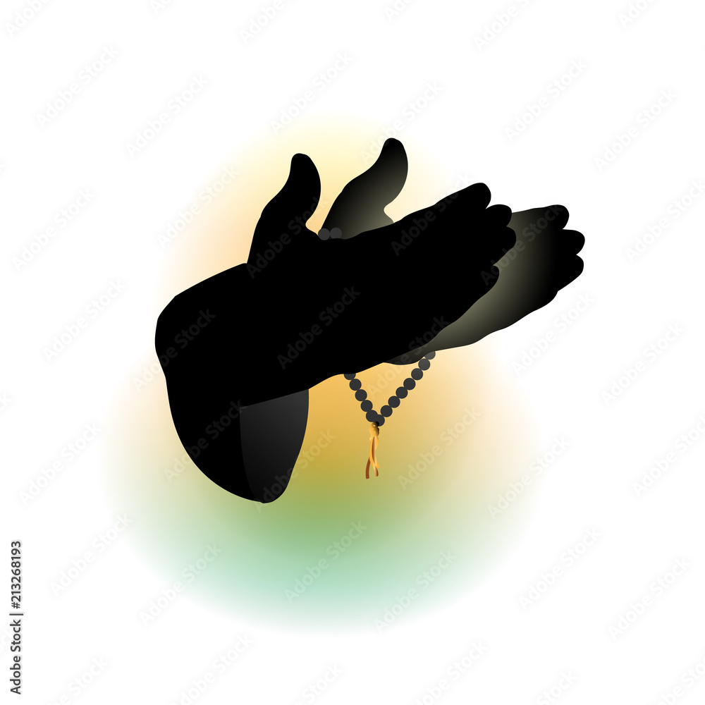 Hands of a Muslim who prays, the vector on a white background. For Hajj ...