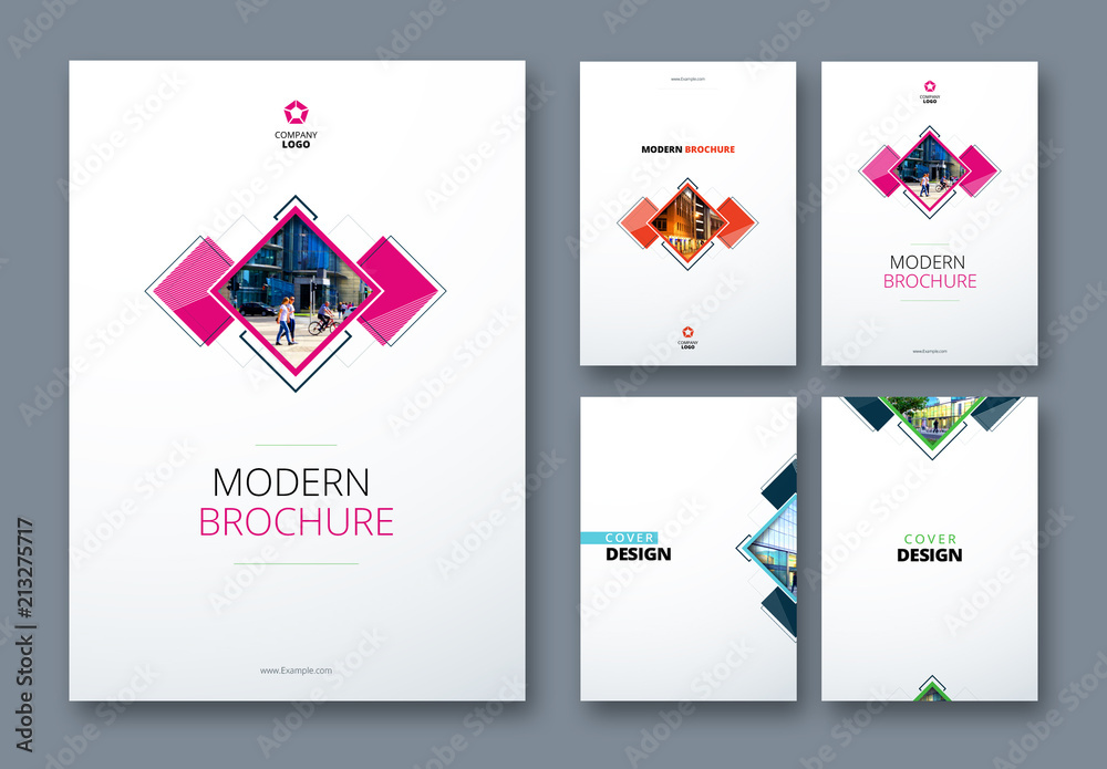 4 Brochure Cover Layouts with Geometric Elements Stock Template | Adobe ...