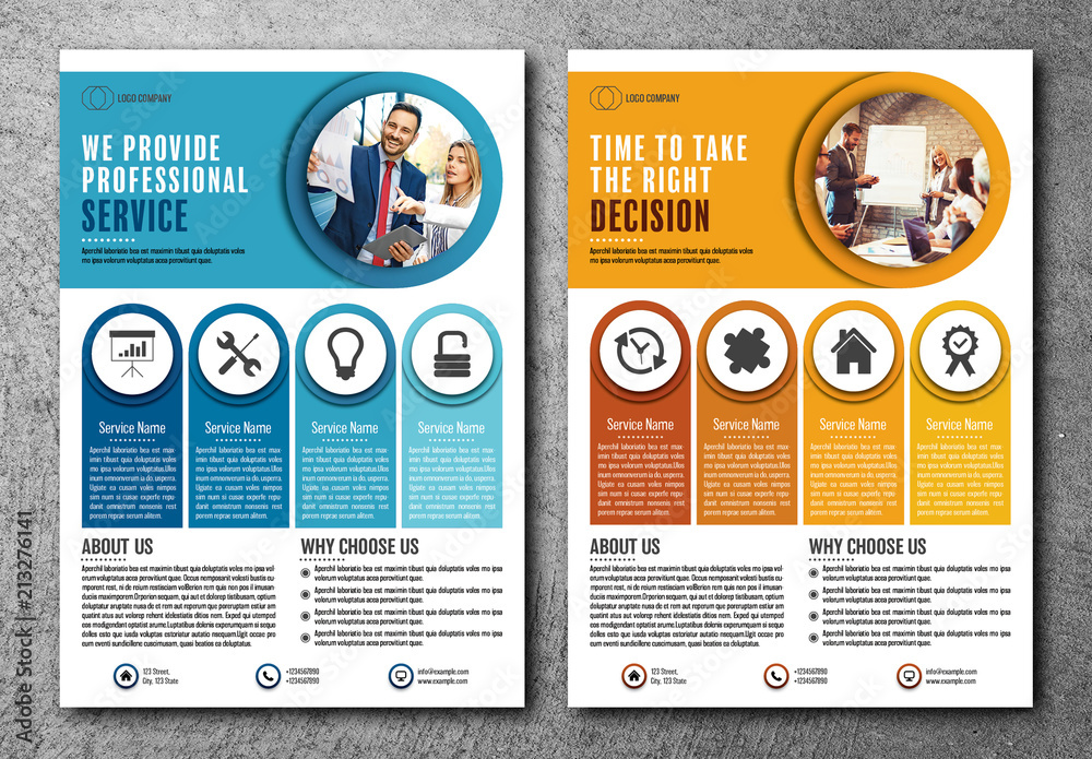 Business Flyer Layout in Two Colors Stock Template | Adobe Stock