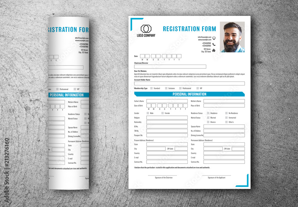 Registration Form Layout Stock Template | Adobe Stock