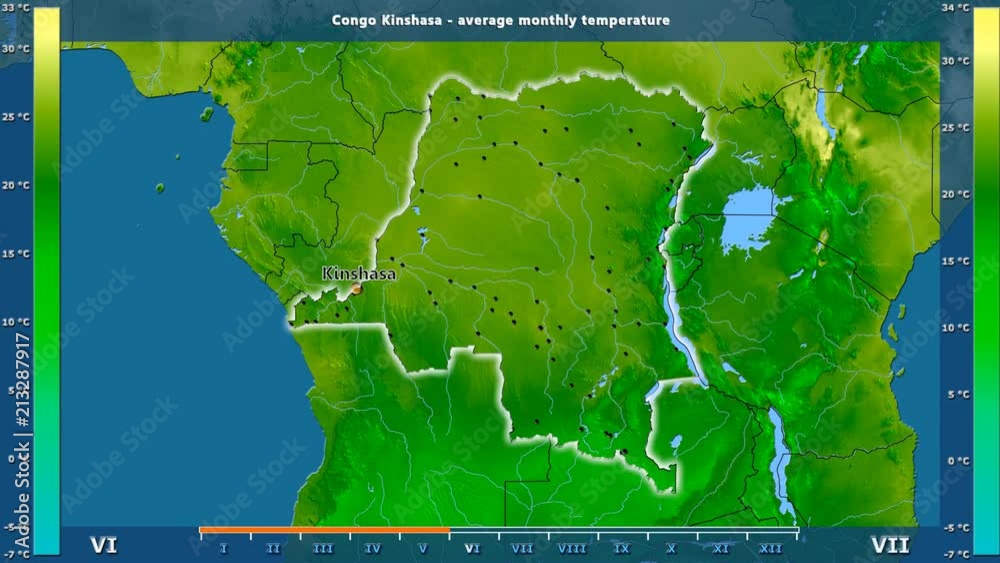 Average temperature by month in the Congo Kinshasa area with animated ...