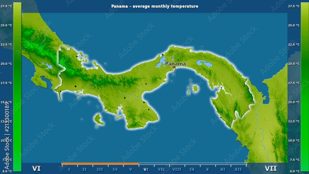 Average temperature by month in the Panama area with animated legend ...