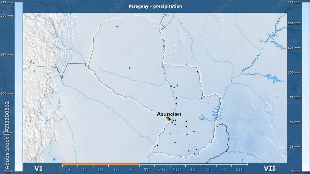 Precipitation by month in the Paraguay area with animated legend ...