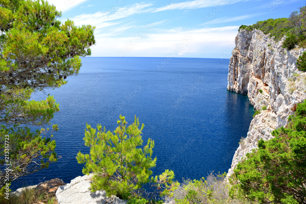 Cliffs in Telascica Nature Park, Dugi Otok island in the Adriatic sea ...