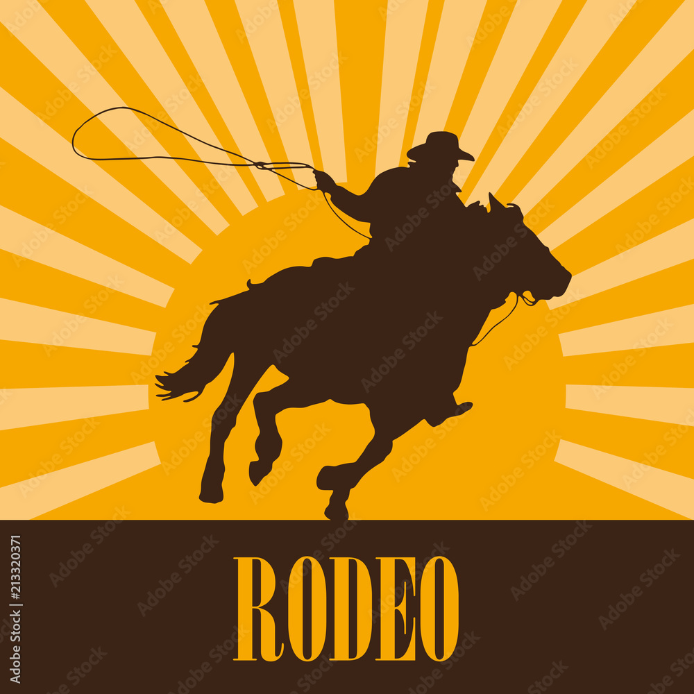 Vector logo cowboy on sunset Stock Vector | Adobe Stock
