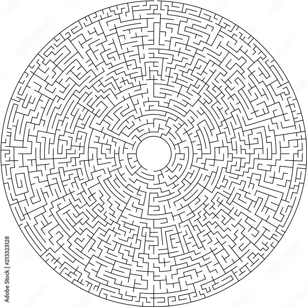 Maze / Circle labyrinth with entry and exit. Stock-Vektorgrafik | Adobe ...