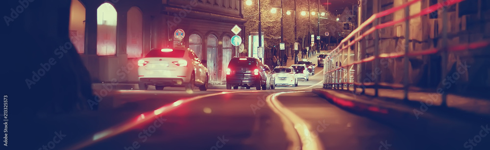 view of car in traffic jam / rear view of the landscape from window in ...