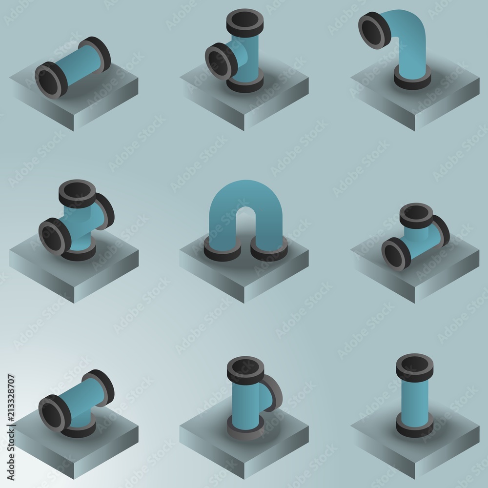 Pipes color gradient isometric icons Stock Vector | Adobe Stock