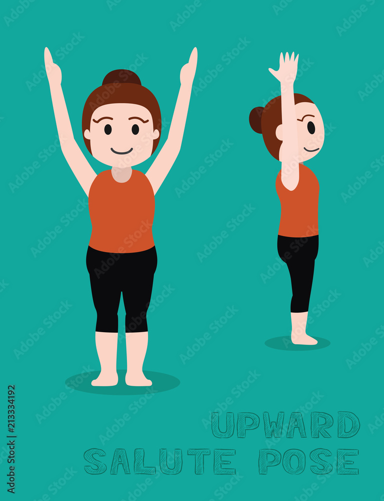 Yoga Upward Salute Pose Cartoon Vector Illustration Stock Vector ...