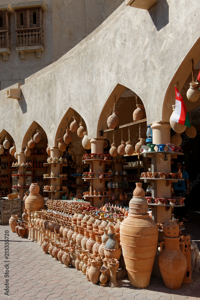 Pots in Nizwa fort, Oman. Nizwa. Nizwa Fort. Sultanate of Oman. Stock ...