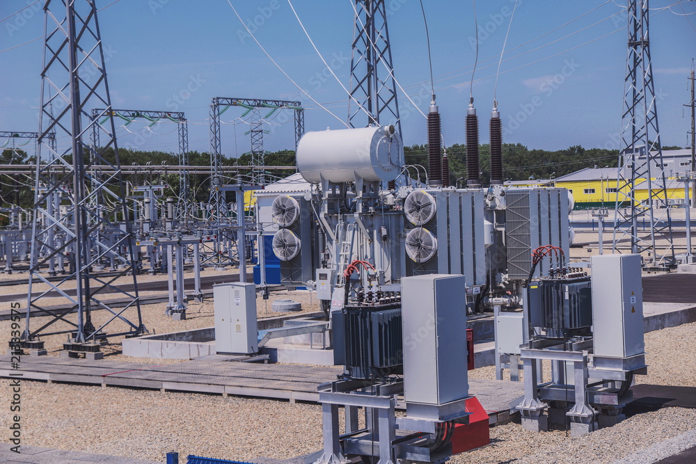 Electrical substation of 110 and 220 kV switchgear, current ...