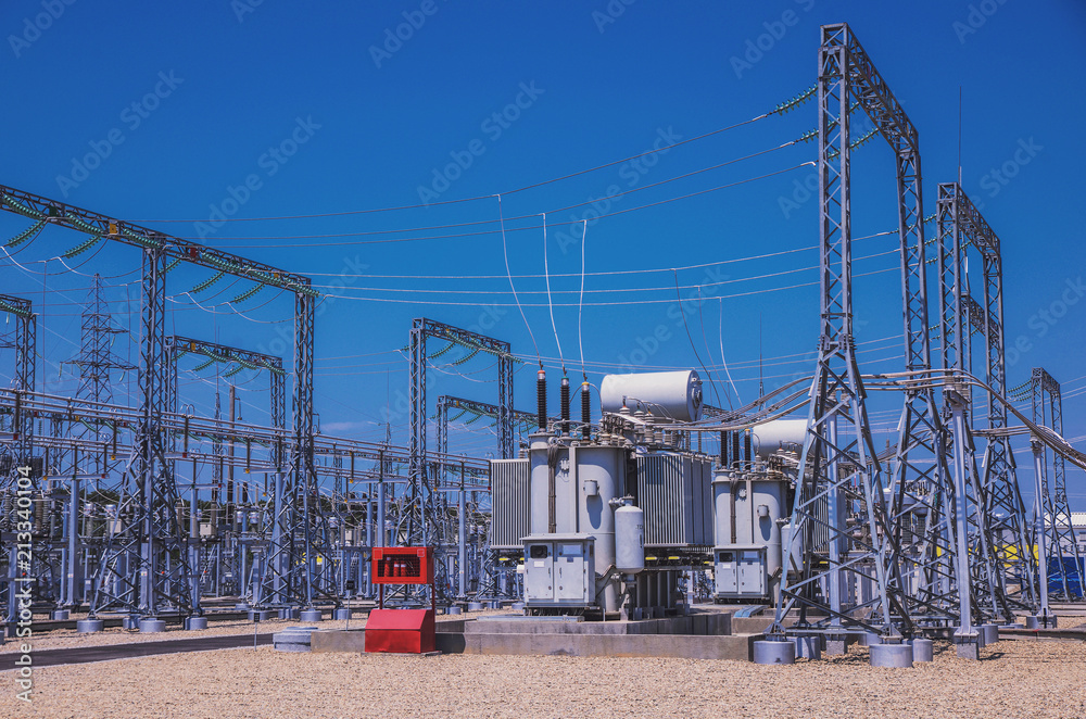 Electrical substation of 110 and 220 kV switchgear, current ...