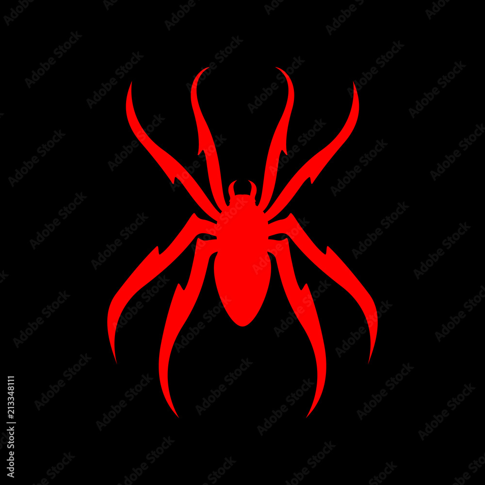 Spider Red on Black. Vector illustraion Stock Vector | Adobe Stock