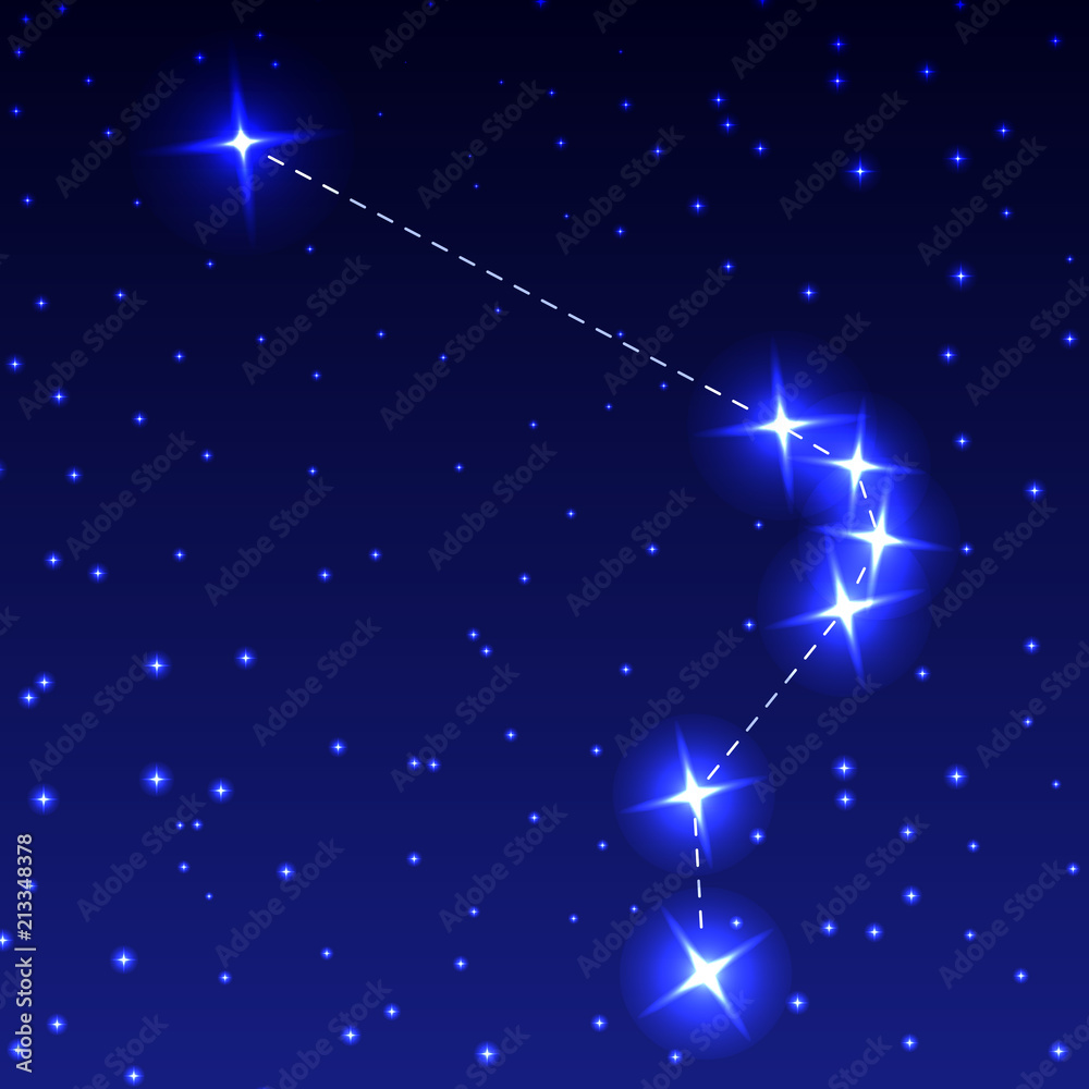 The Constellation of Clock in the night starry sky. Vector illustration ...