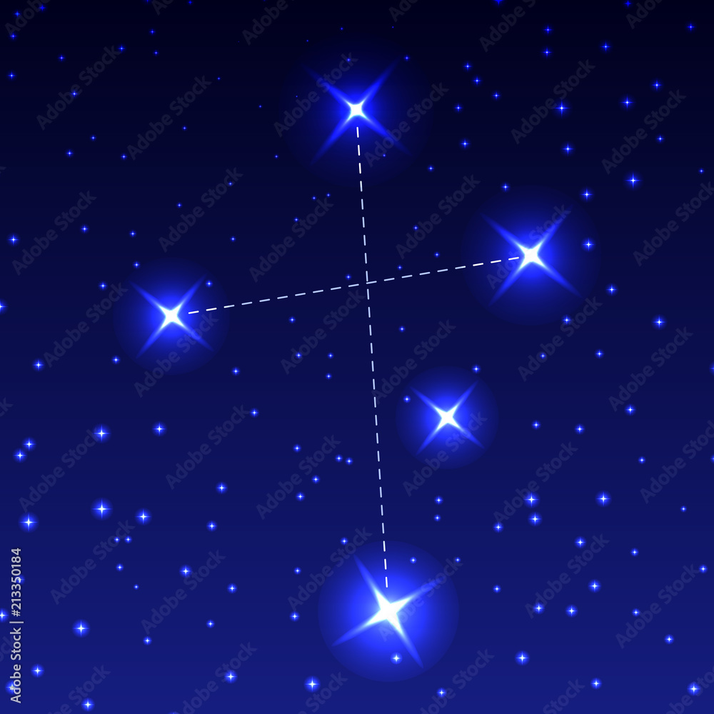 The Constellation Southern Cross in the night starry sky. Vector ...