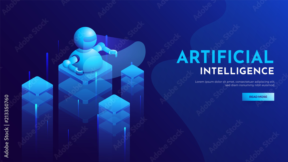 Responsive landing page design with 3D isometric illustration of a ...