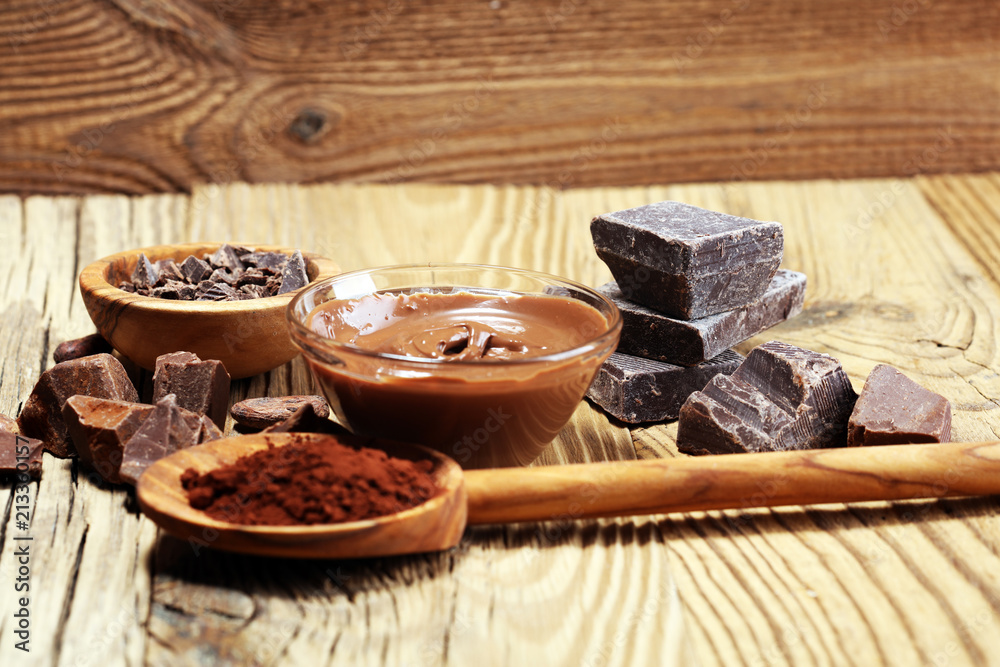 Melting chocolate or melted chocolate with a chocolate swirl. Many ...