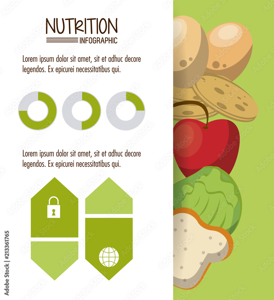 Nutrition and food infographic with statistics and elements vector ...