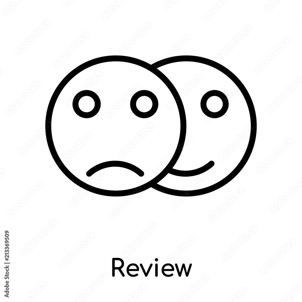 Review icon vector sign and symbol isolated on white background, Review ...