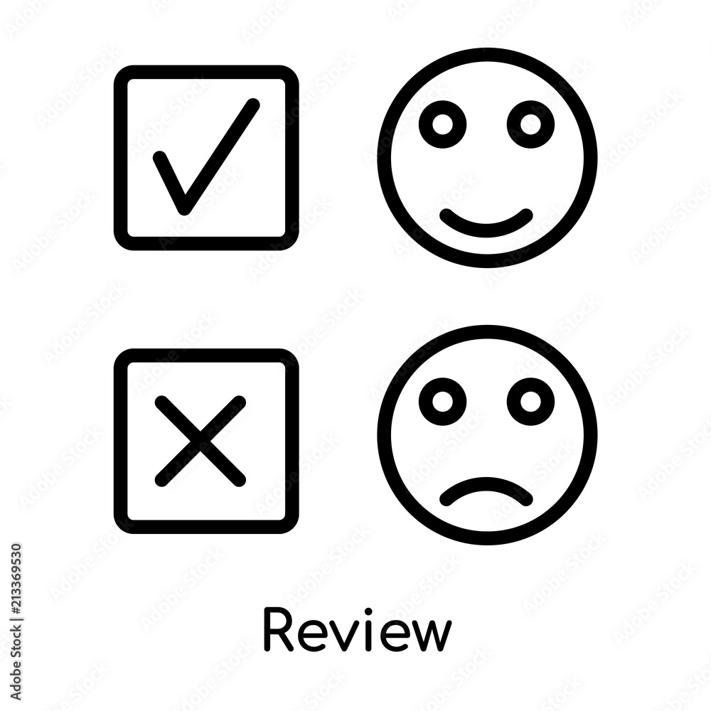 Review icon vector sign and symbol isolated on white background, Review ...