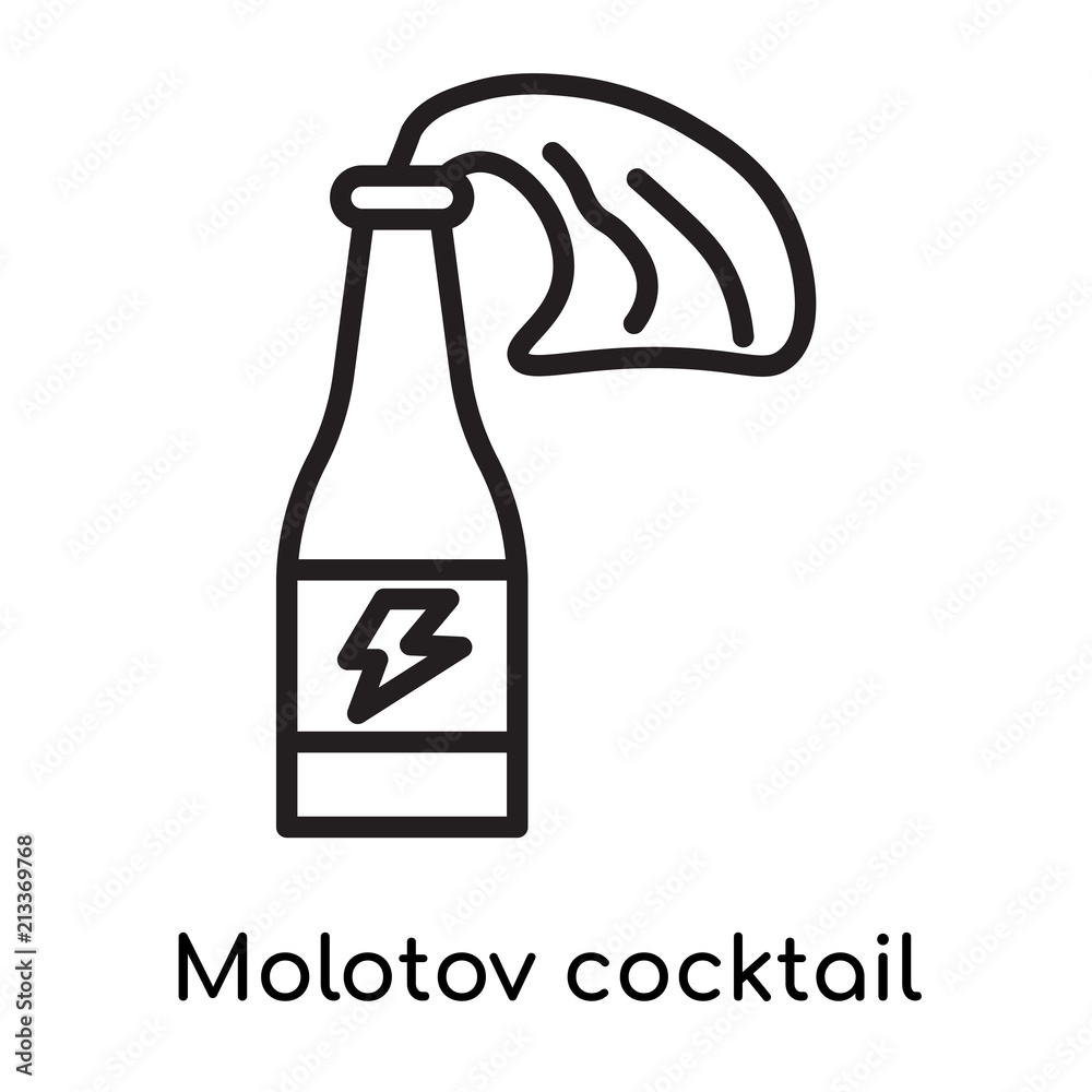 Molotov cocktail icon vector sign and symbol isolated on white ...