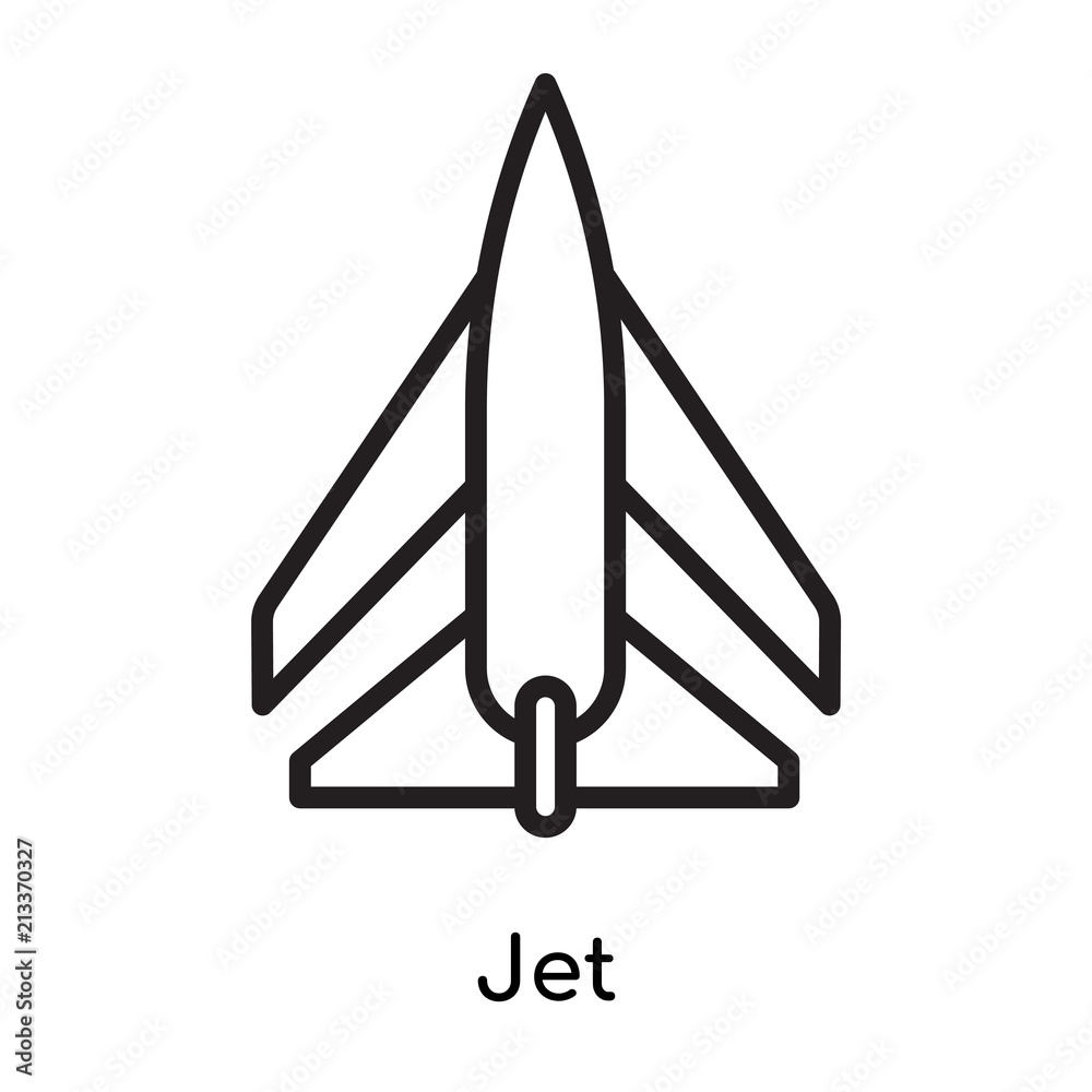 Jet icon vector sign and symbol isolated on white background, Jet logo ...