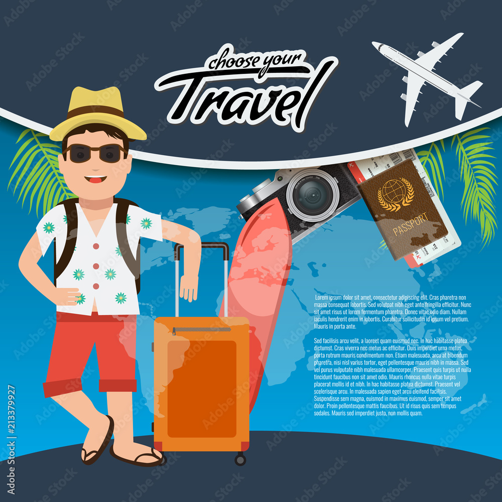 3D Realistic Travel and Tour creative Poster Design with realistic ...