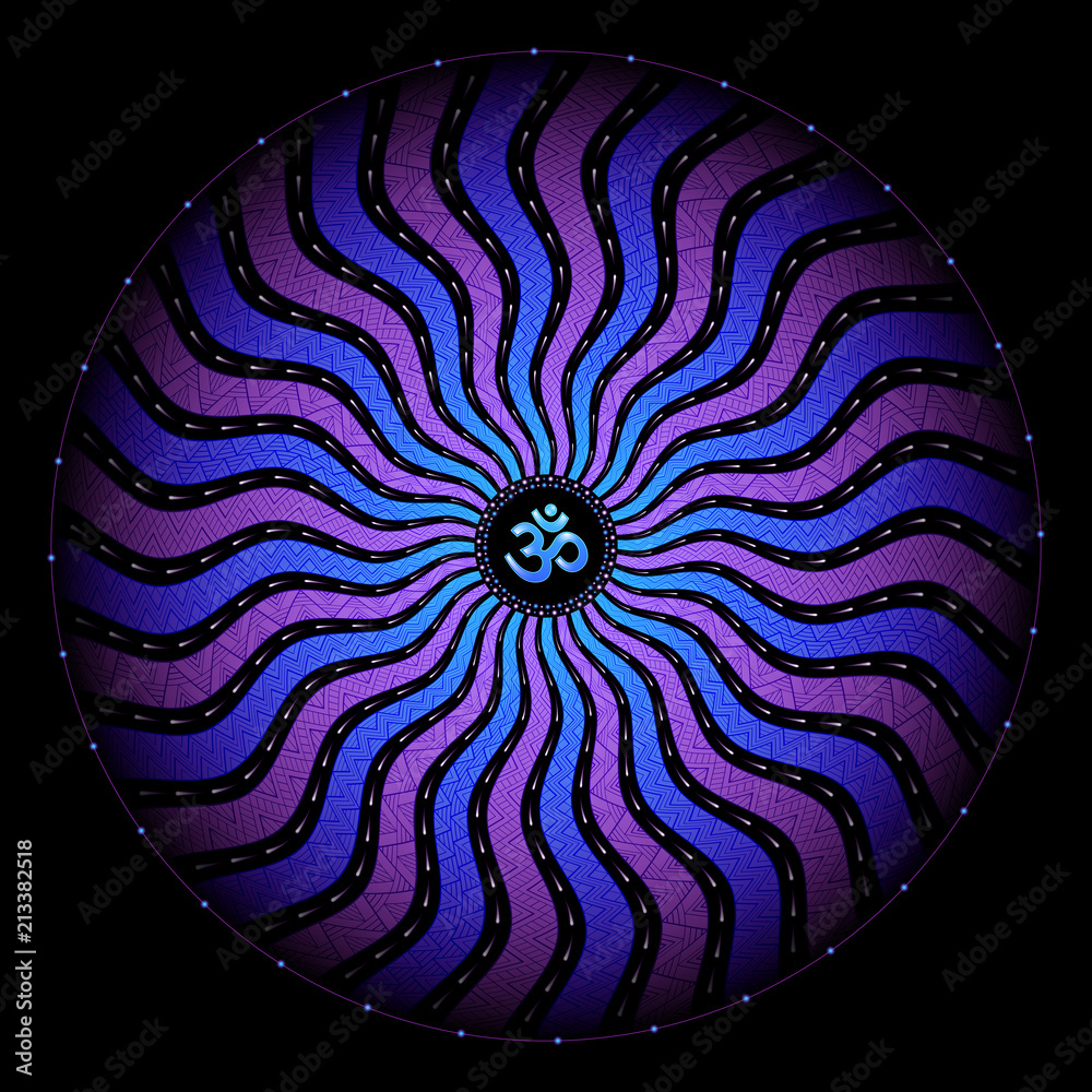 Divinely symbol Om; Spiritual sacred geometry, mandala in trance ...