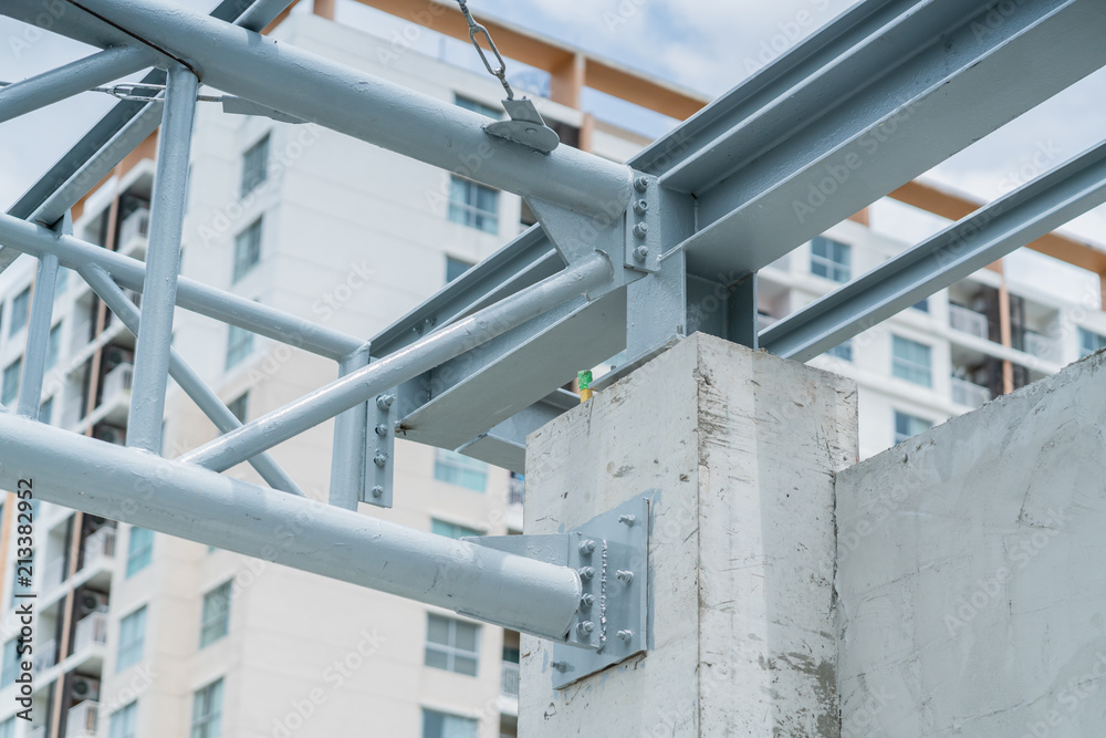 steel truss frame construction roof detail Stock Photo | Adobe Stock