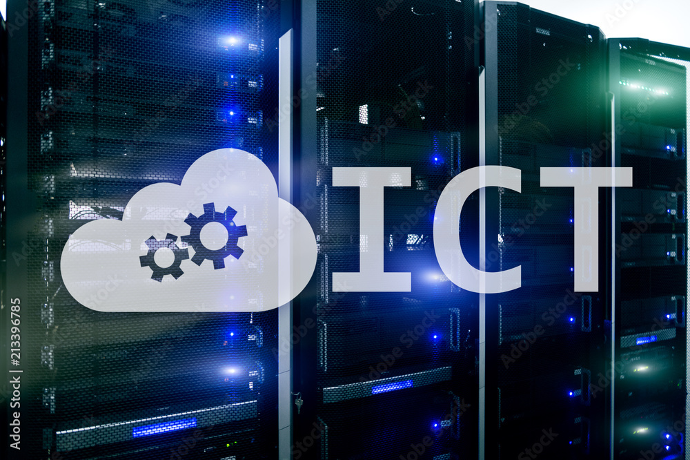 ICT - information and communications technology concept on server room ...