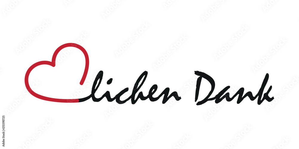 herzlichen dank schriftzug mit herz vector de Stock | Adobe Stock
