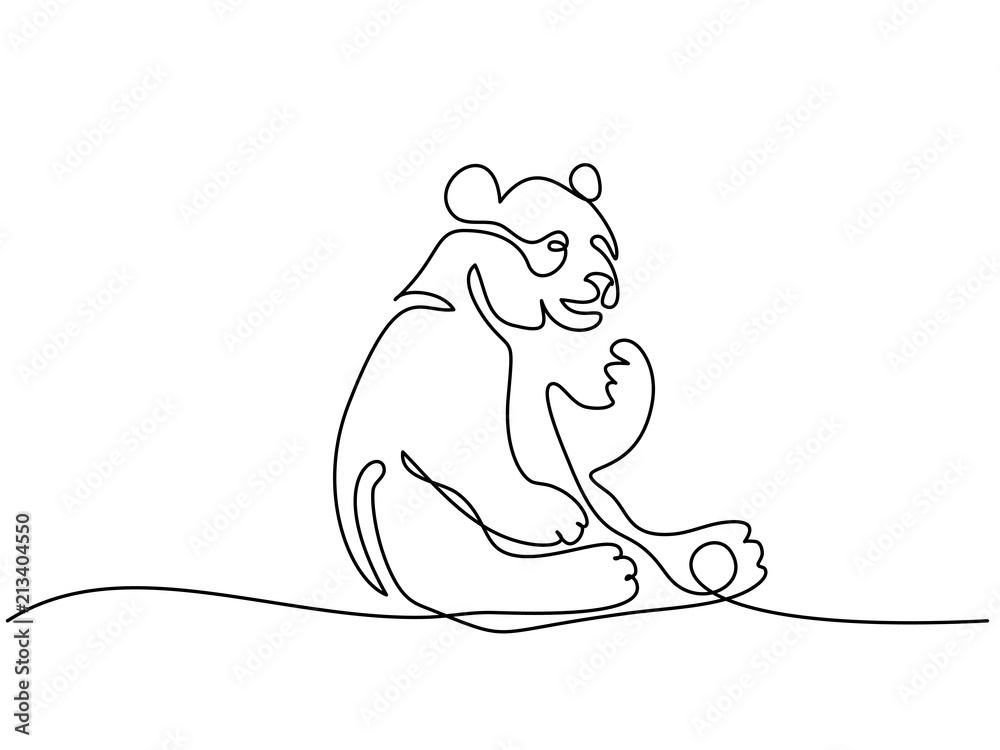 Continuous one line drawing. Panda bear symbol. Logo of the panda ...