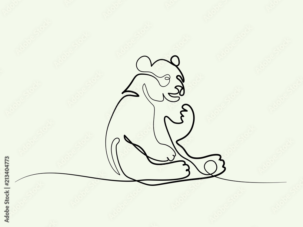 Continuous one line drawing. Panda bear symbol. Logo of the panda ...