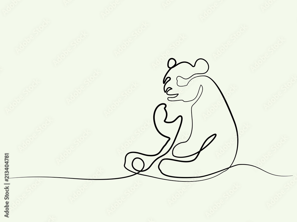 Continuous one line drawing. Panda bear symbol. Logo of the panda ...