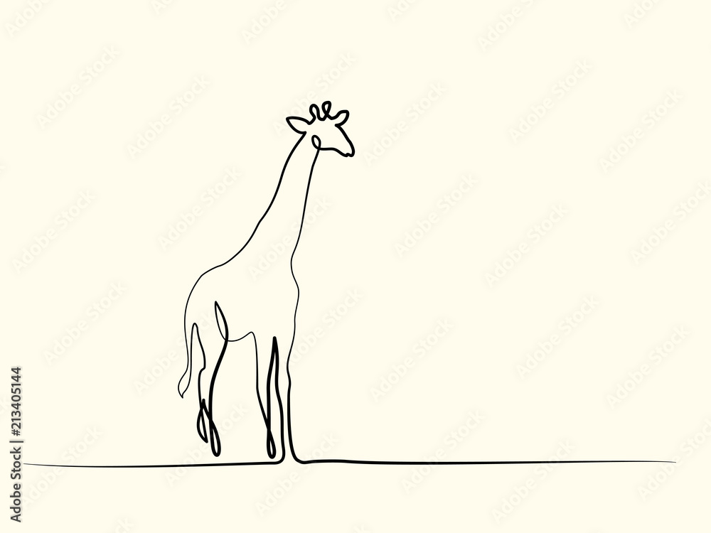 Continuous one line drawing. Giraffe walking symbol. Logo of the ...