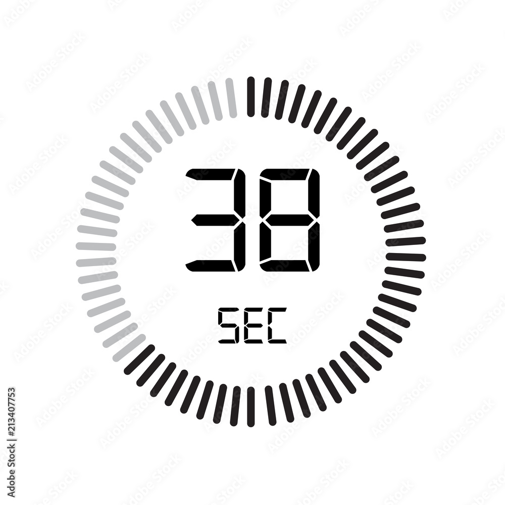 The 38 seconds icon, digital timer. clock and watch, timer, countdown ...