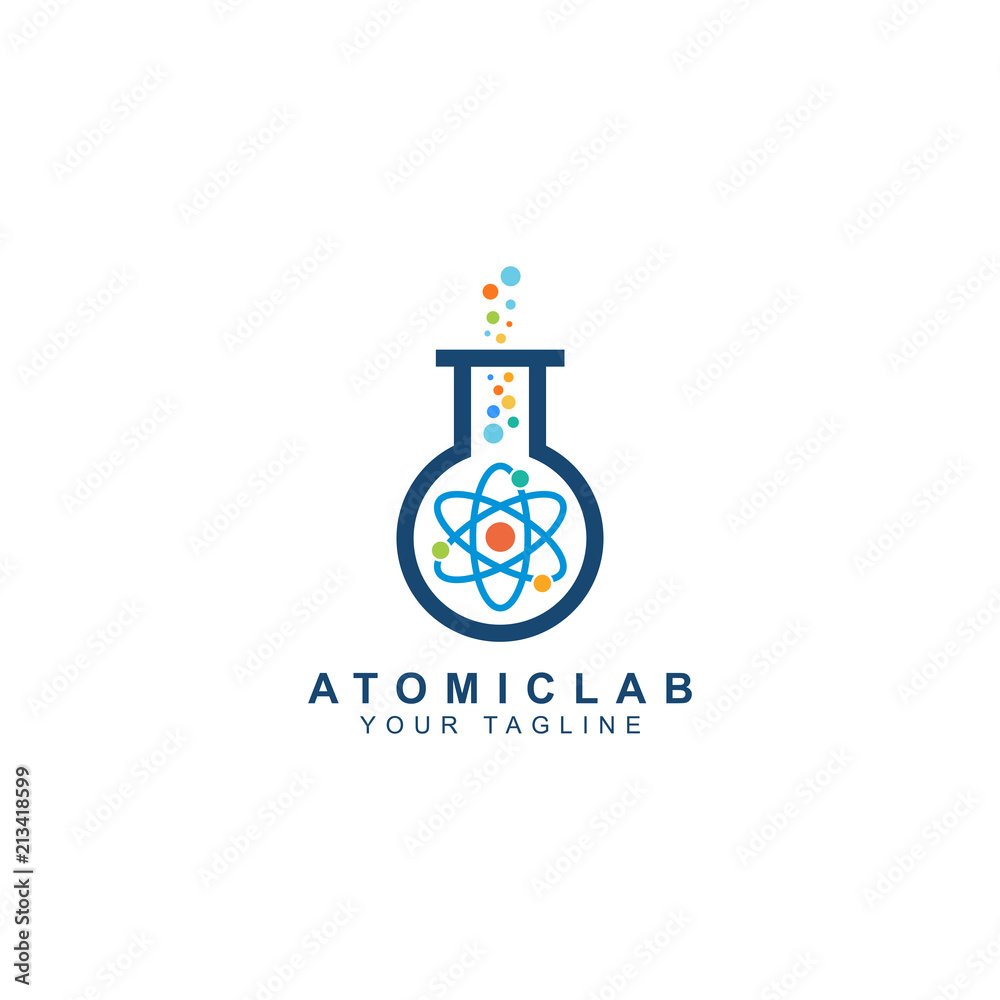 atomic lab logo, science and research symbol Stock Vector | Adobe Stock