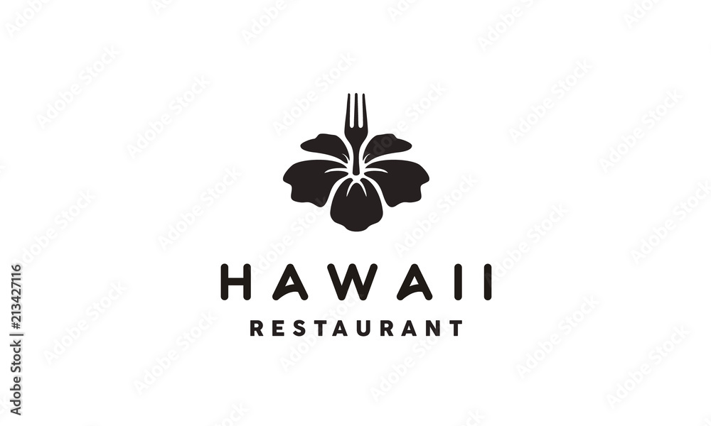 Hawaiian Hibiscus Flower Plant with Fork Silhouette for Hawaii ...