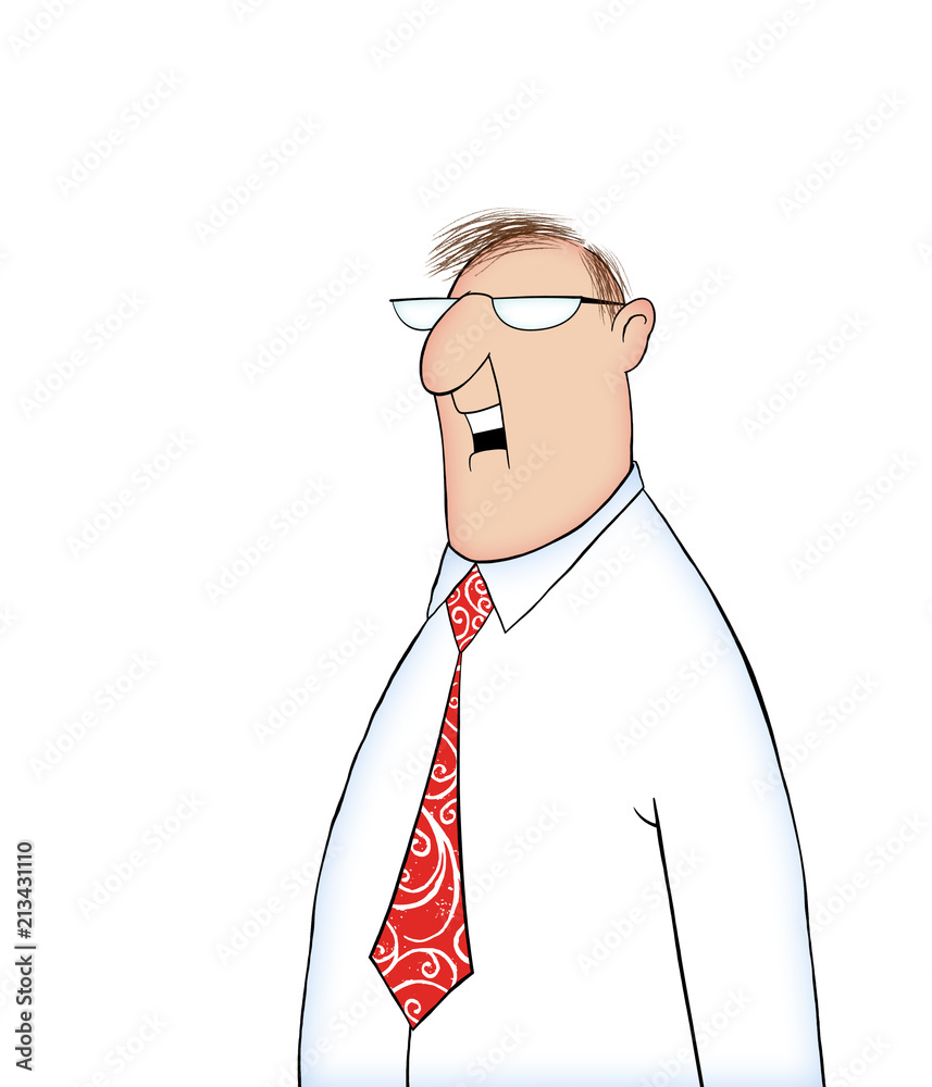 Cartoon Man in a Tie Smiling Stock Illustration | Adobe Stock