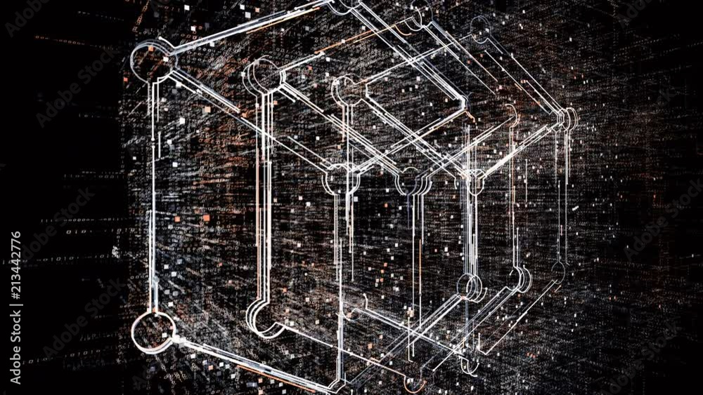 4k Blockchain symbol.3d box cross,chain and box,Cripto currency bitcoin ...