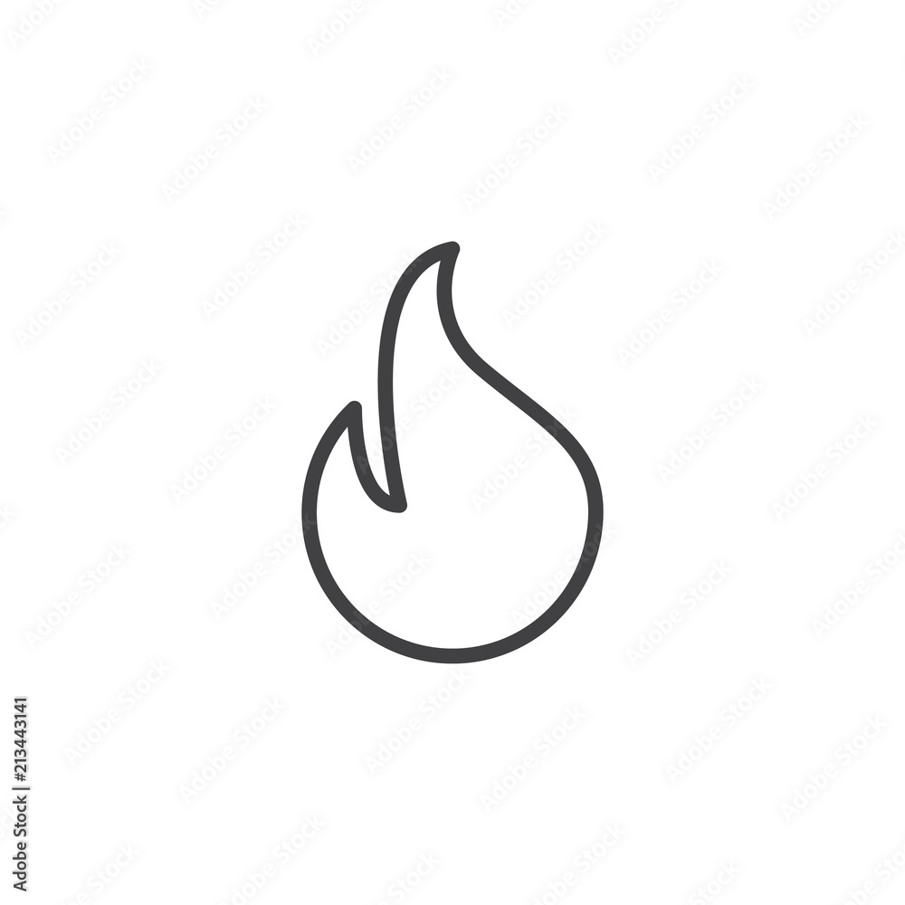 Fire flame outline icon. linear style sign for mobile concept and web ...