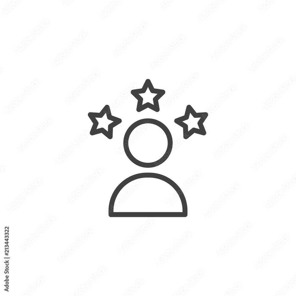Person rating stars outline icon. linear style sign for mobile concept ...